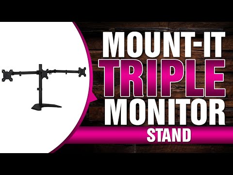 Mount-It! Triple Monitor Stand | 3 Monitor Stand Fits 19 20 21 22 23 24 Inch Computer Screens