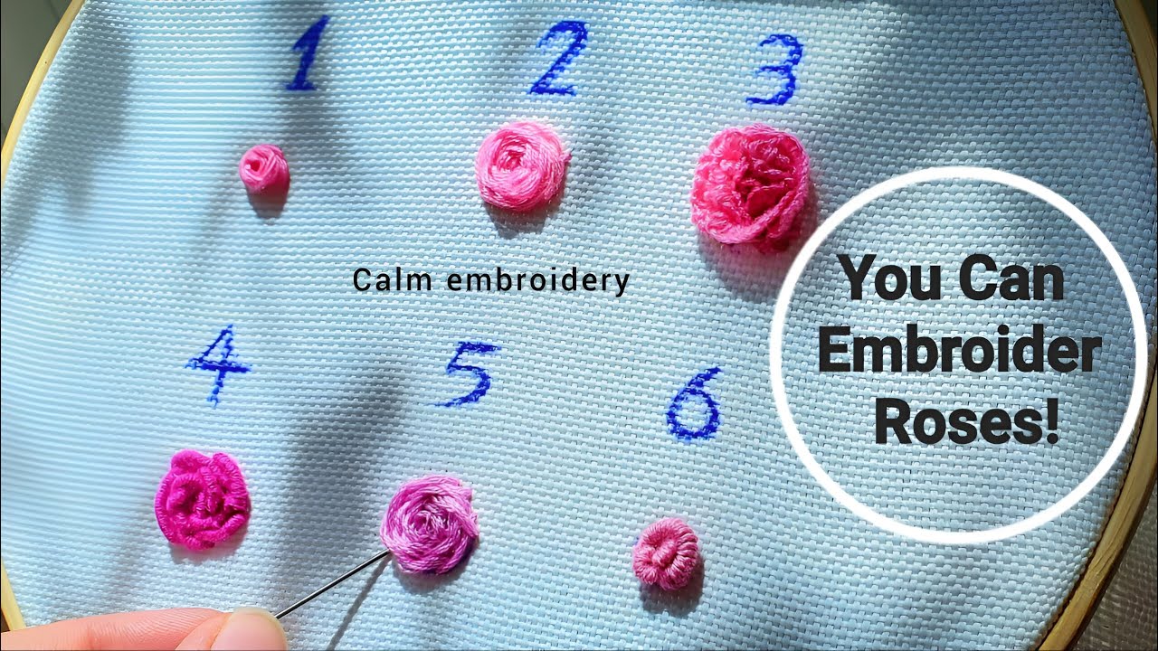 6 Easy & Beautiful Rose Embroidery Designs For Beginners🌹Step-by-Step Tutorial