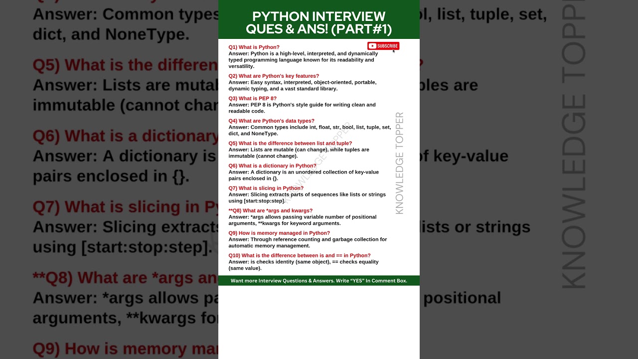 Python Interview Questions and Answers - Part 1