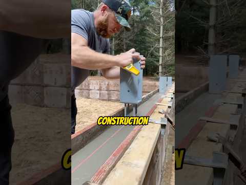 Securing wood columns with embedded connectors in fresh concrete #shorts