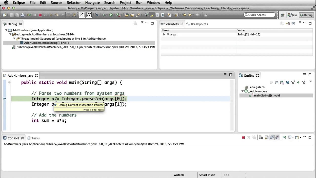 Eclipse Demo: Debugging - Georgia Tech - Software Development Process