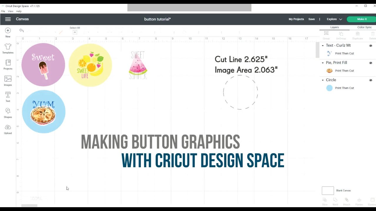 How to Lay Out and Print a Button Graphic with Cricut Design Space