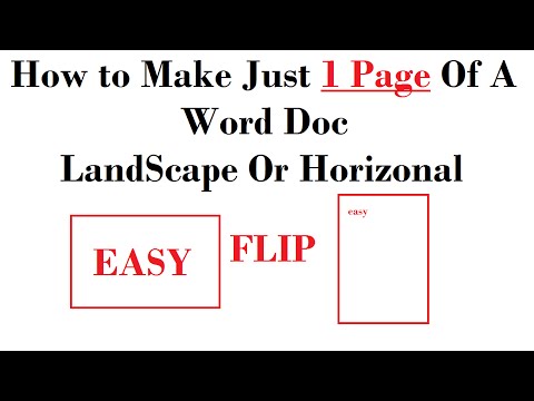 HORIZONAL / LANDSCAPE Single (1) PAGE Microsoft WORD doc WINDOWS 7 8 10 X