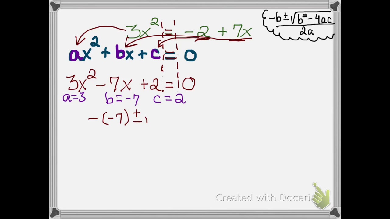 Solve Using Quadratic Formula (not in standard form)