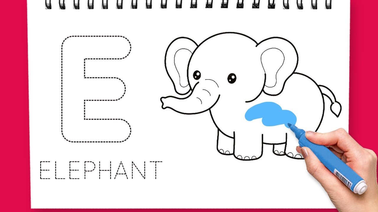 Learn to Write Alphabet Letter | E for Elephant | How to write and Coloring Alphabet | Alphabet Song