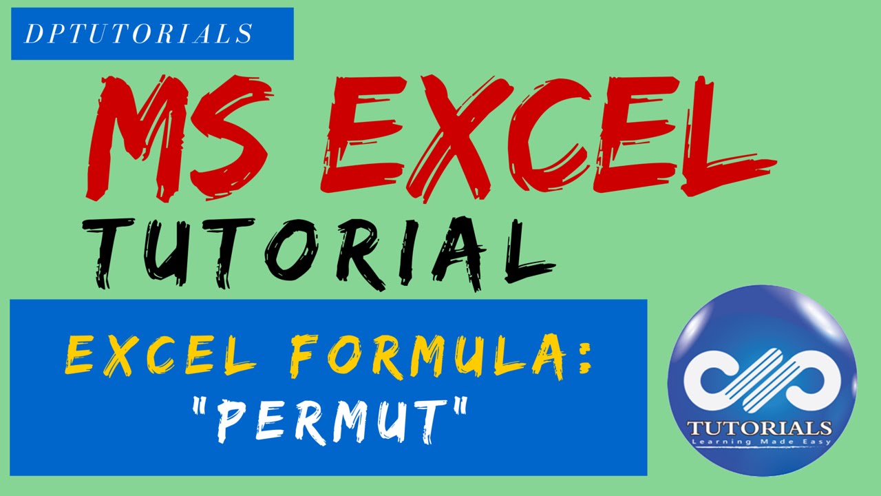 How To Use The PERMUT Function In Excel || PERMUT Function Explained With An Example || dptutorials