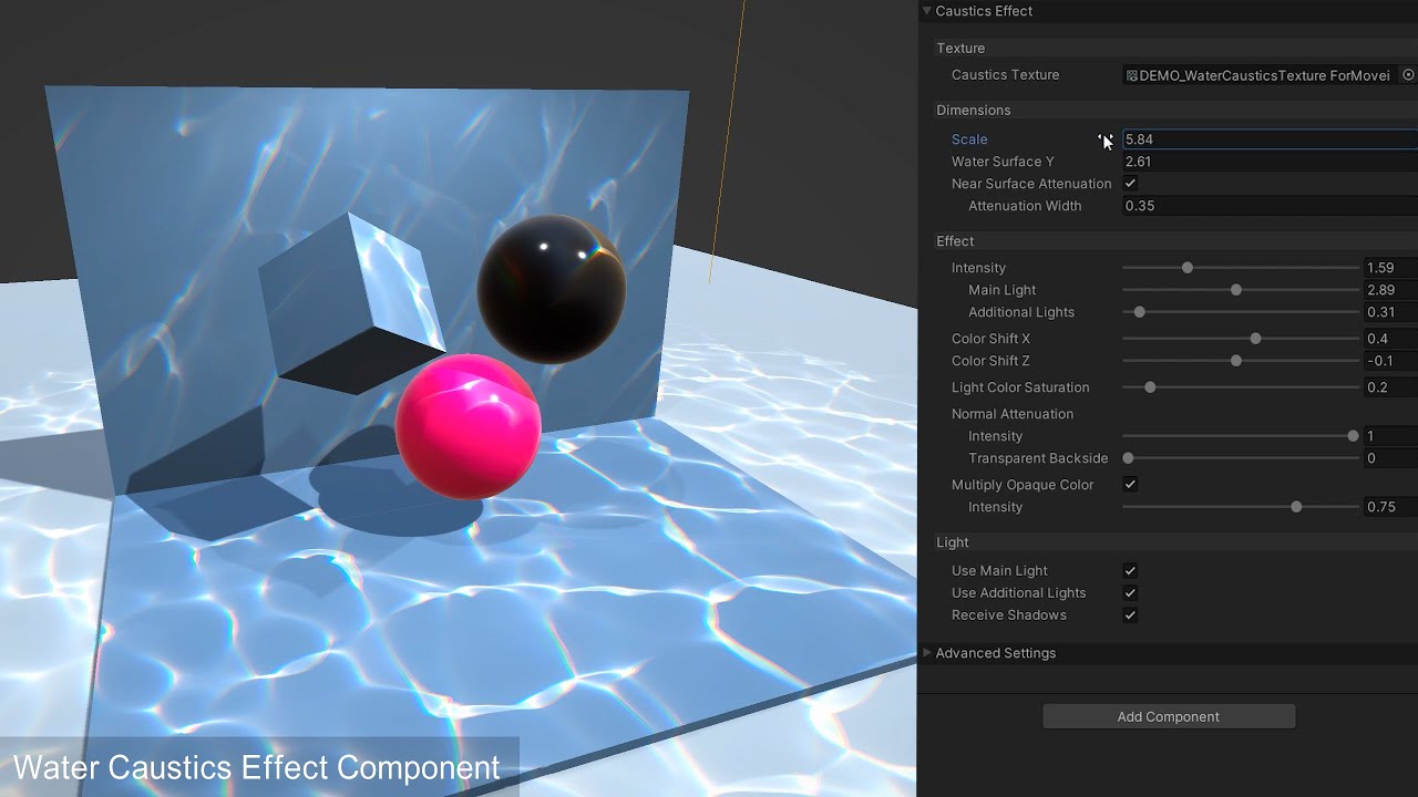 How to Use Water Caustics Effect Component