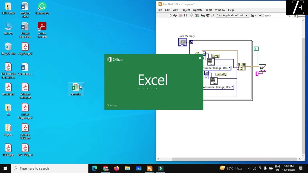 Data logging into Excel using LabVIEW