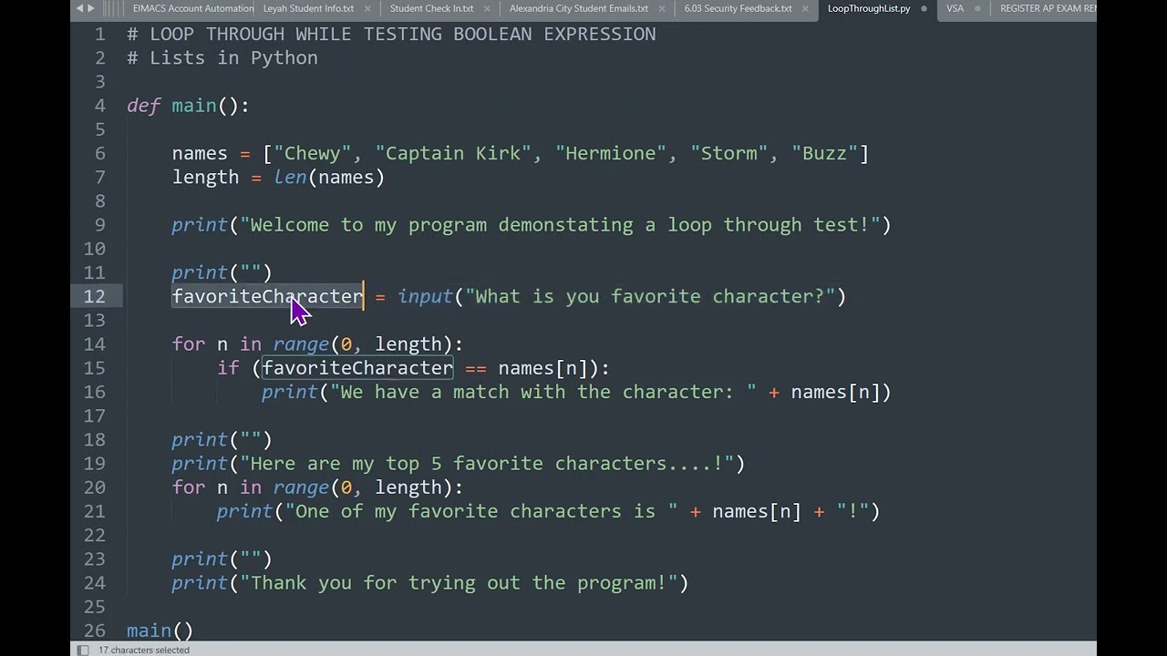 Python - LOOP THROUGH WHILE TESTING BOOLEAN EXPRESSION