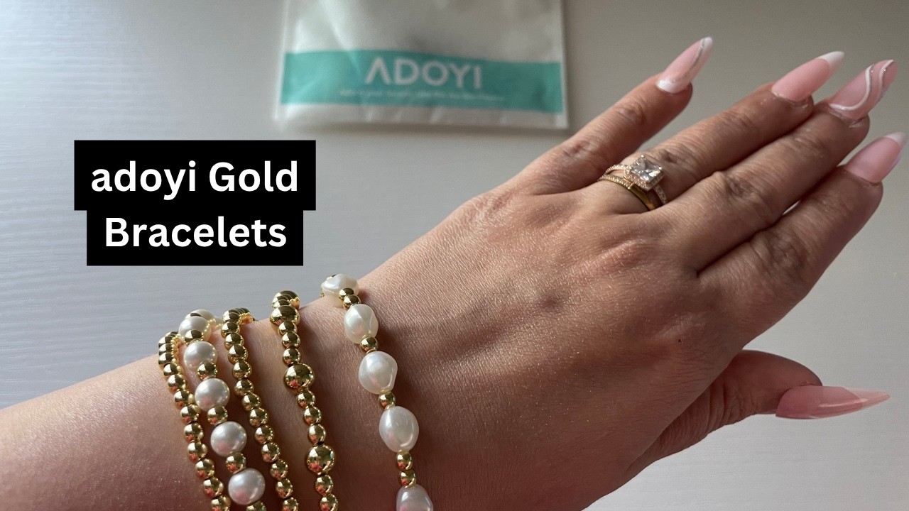 Trying Gold Bracelet Stack ✨ | ADOYI Beaded Bracelet Set Review & First Impressions