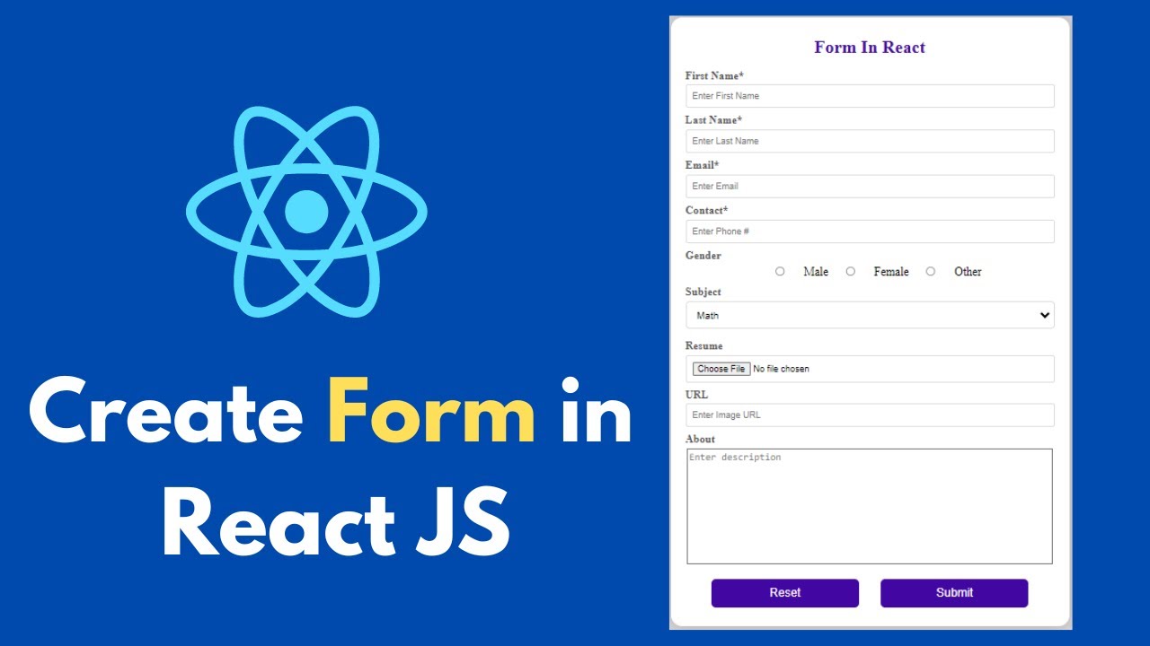 Create a Complete Form using React JS | React Forms