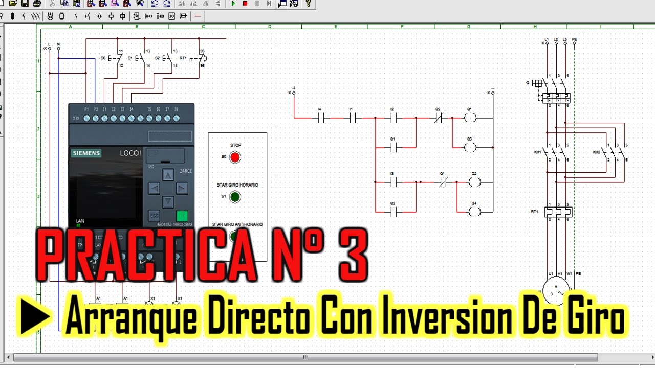 arranque directo con inversion de giro PLC LOGO DE SIEMENS