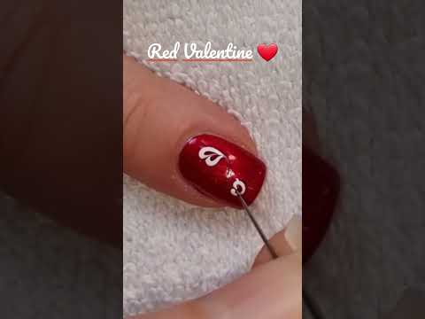 Red Valentine's Day NAIL ART Idea β€οΈ Easy Heart Nails Using Needle