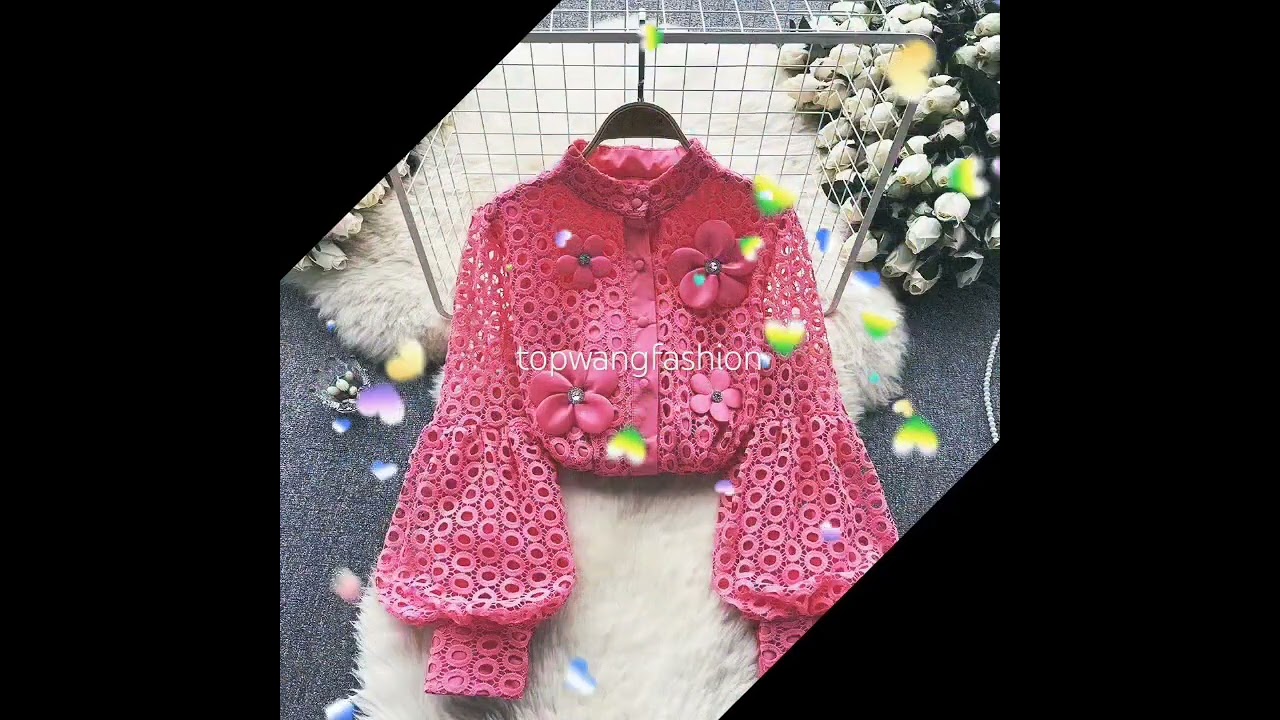 Women Clothes Supplier China fashion vendor Long Sleeves Lace Floral shirts blouses #topwangfashion