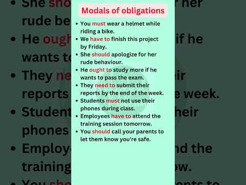 Modals of obligations Examples | English Grammar #shorts