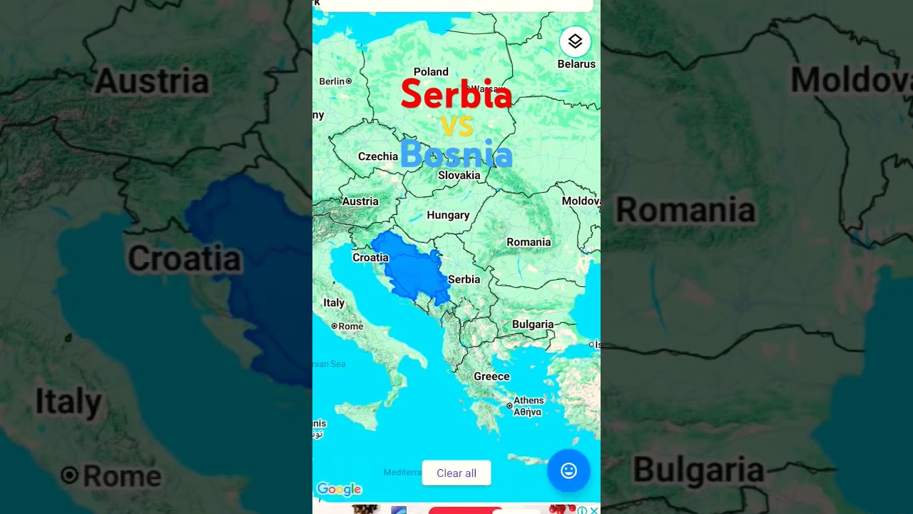 Serbia Vs Bosnia!! Land size comparison!!(Kosovo is Serbia).#shorts#country@Ghostface_Editz1996