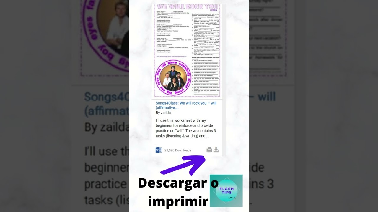 Página con  recursos para tus clases de inglés. Free song worksheets EN.ISLCOLLECTIVE.COM #shorts