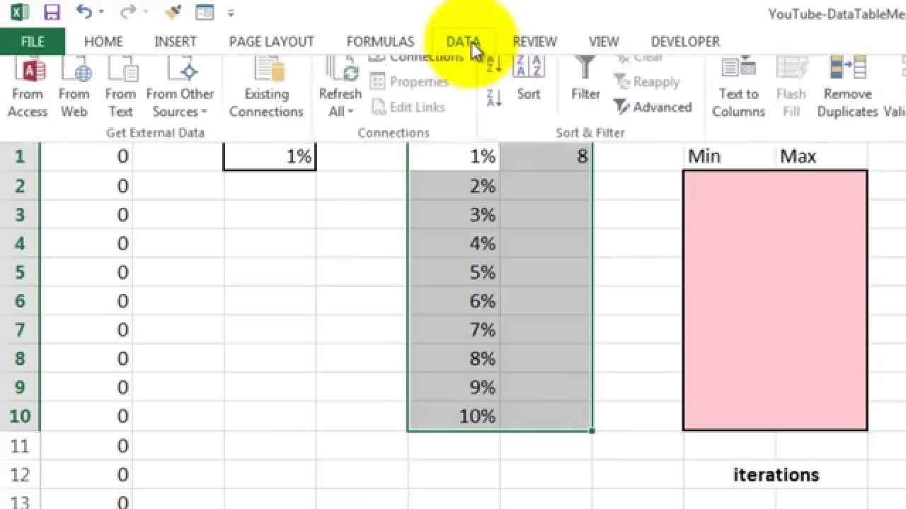 A Data Table Simulation with Memory
