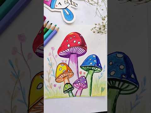 How to draw mushrooms easy #viral #drawing #shorts #youtubeshorts