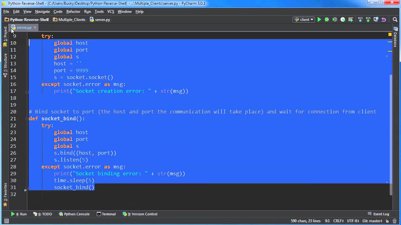 Python Reverse Shell Tutorial - 7 - Adding Multiple Client Support
