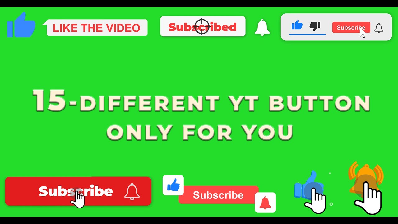 15 different Share Like and Subscribe animated button with mouse cursor  (black mart)