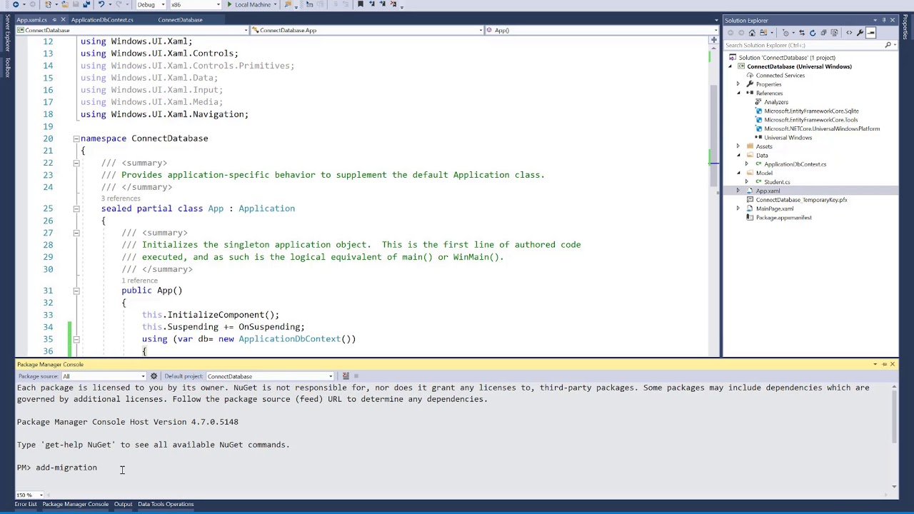 How to Create Sqlite Database using EntityFramework in UWP