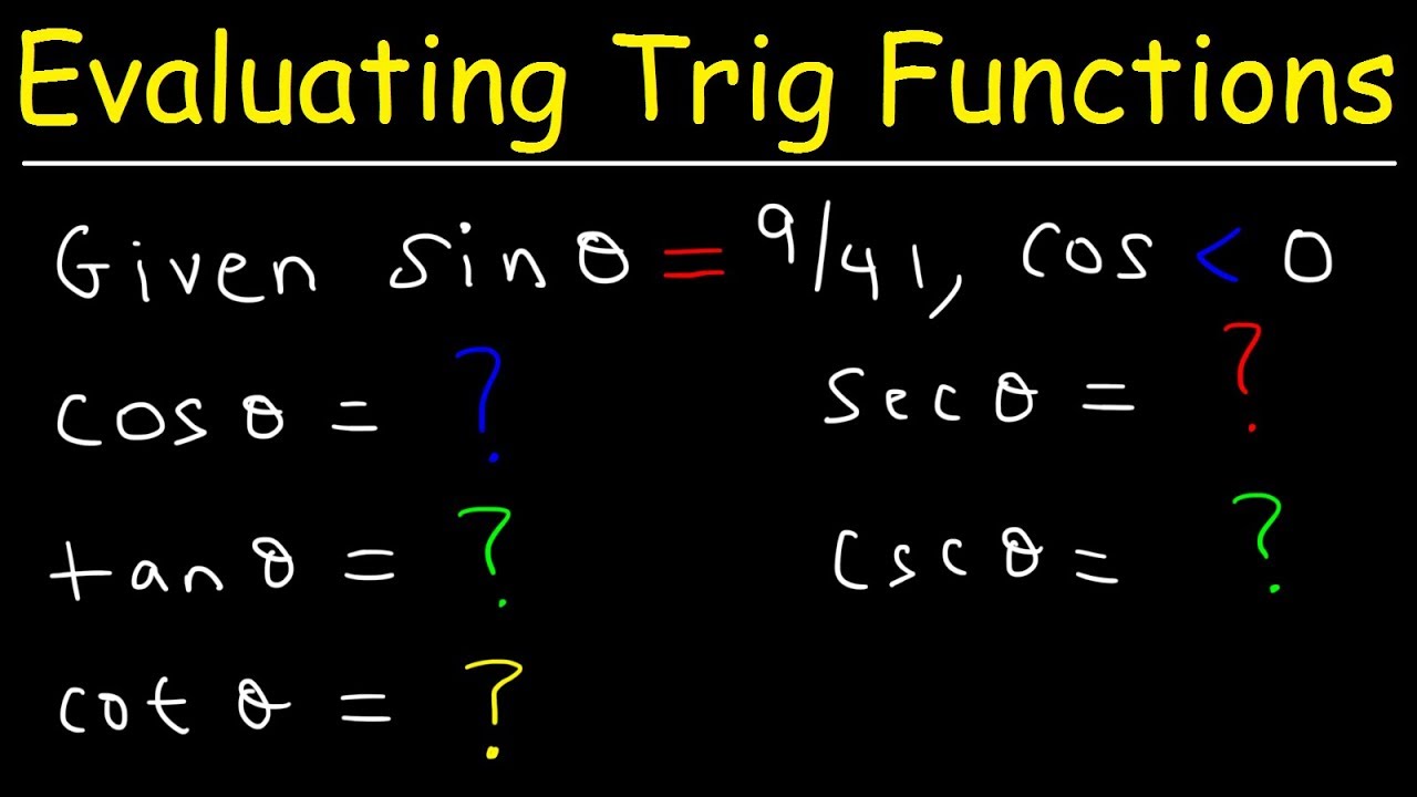 How To Find The Exact Value of the Five Remaining Trigonometric Functions