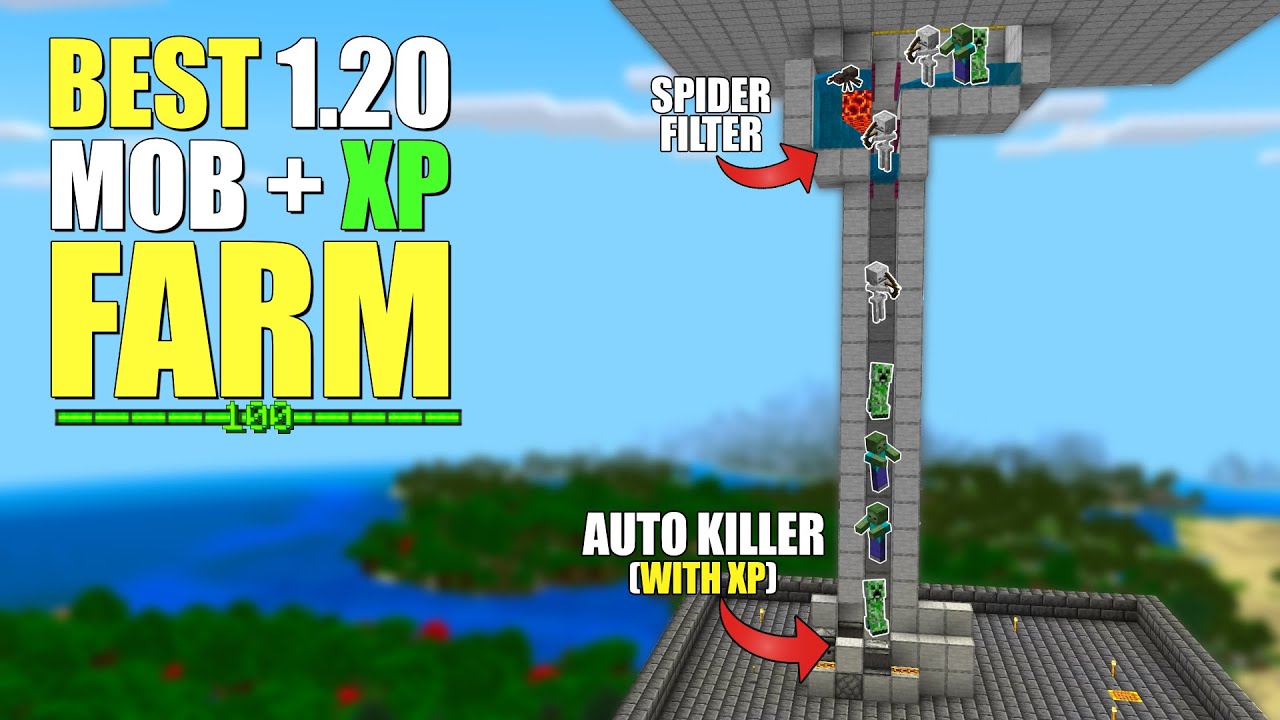 EASY 1.20 Mob + AUTO XP Farm | Minecraft Bedrock 1.20 Tutorial ...
