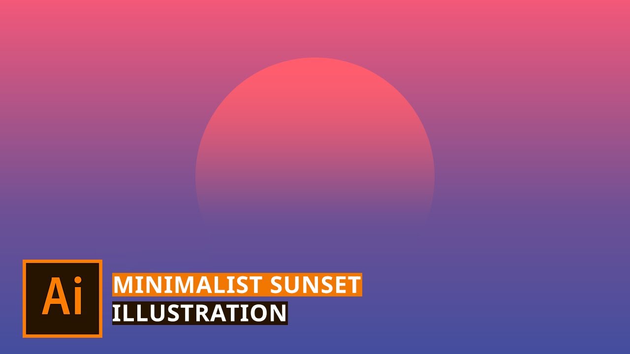 Illustrator Tutorial - Create Minimalist Sunset Illustration Using 2 Shapes