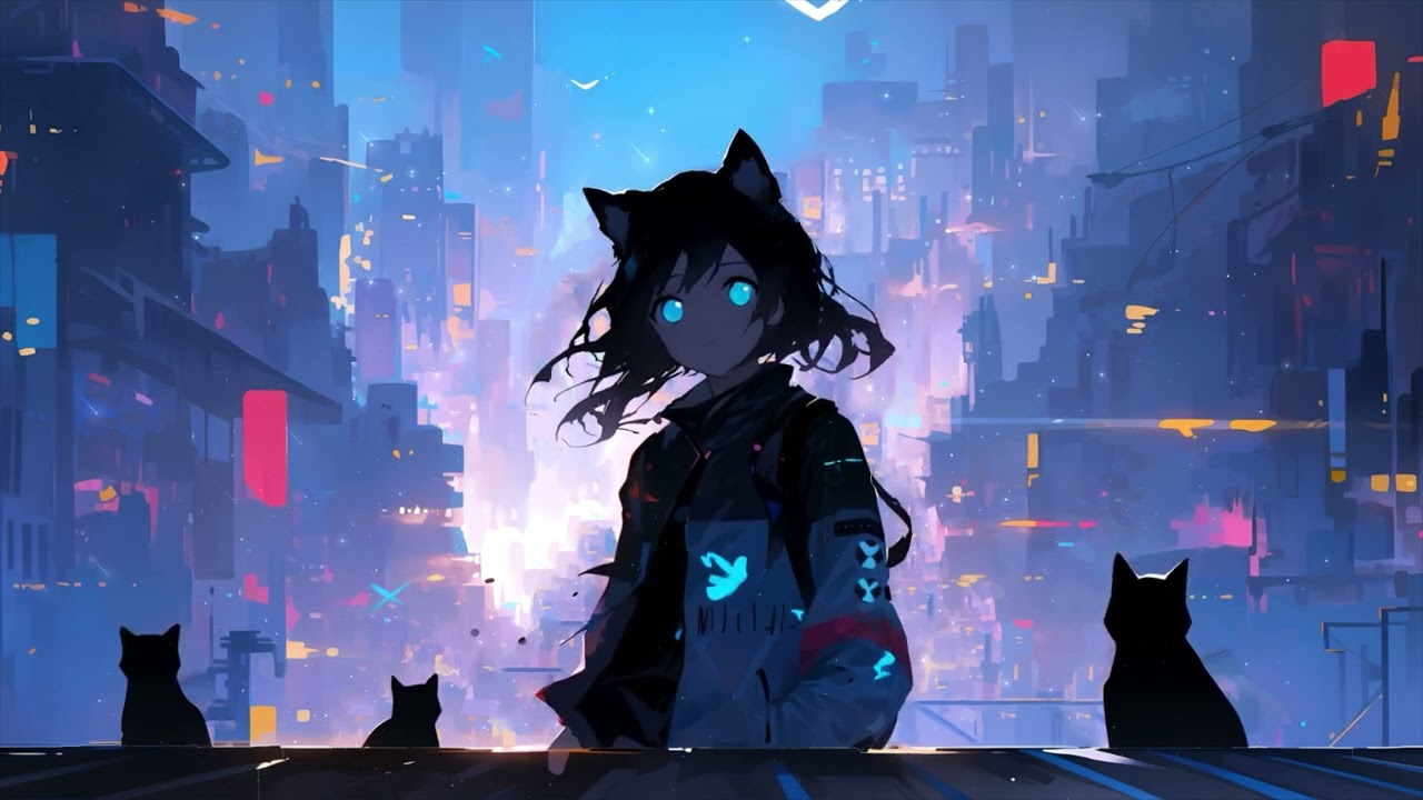 Cyberpunk Anime Cat Girl Live Wallpaper 4K PC Loop OLED Neon