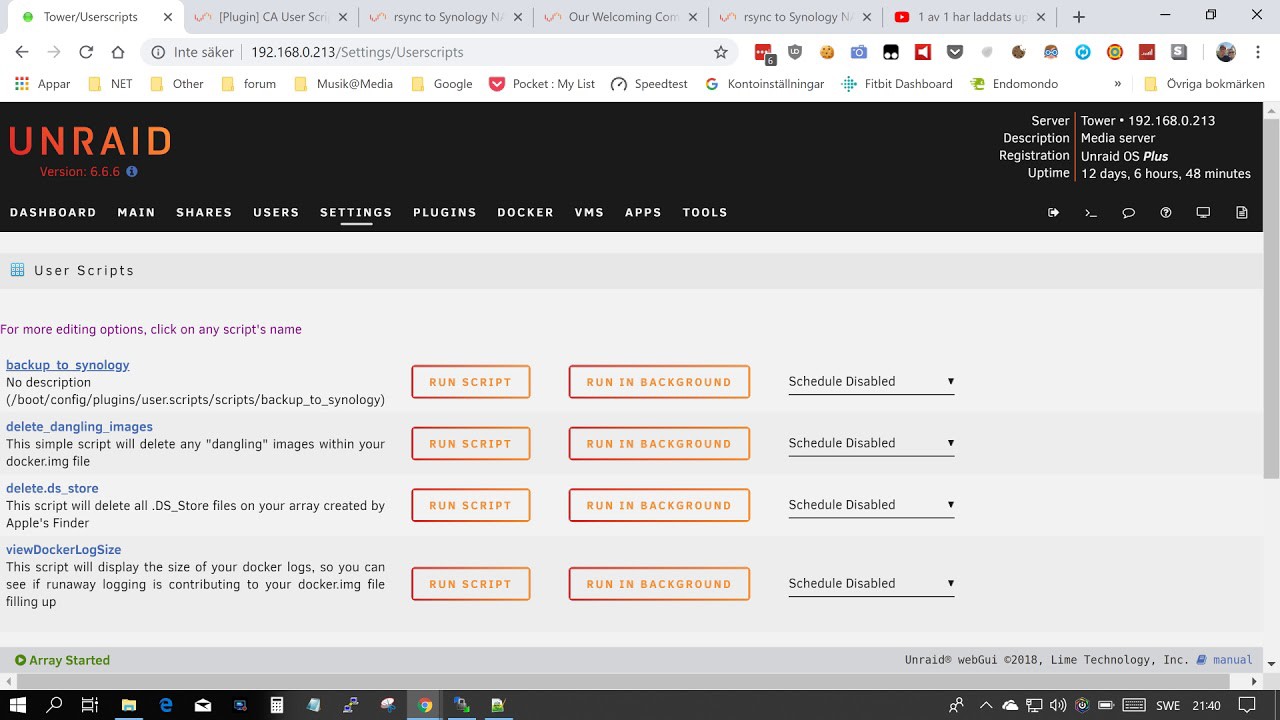 install user script on Unraid