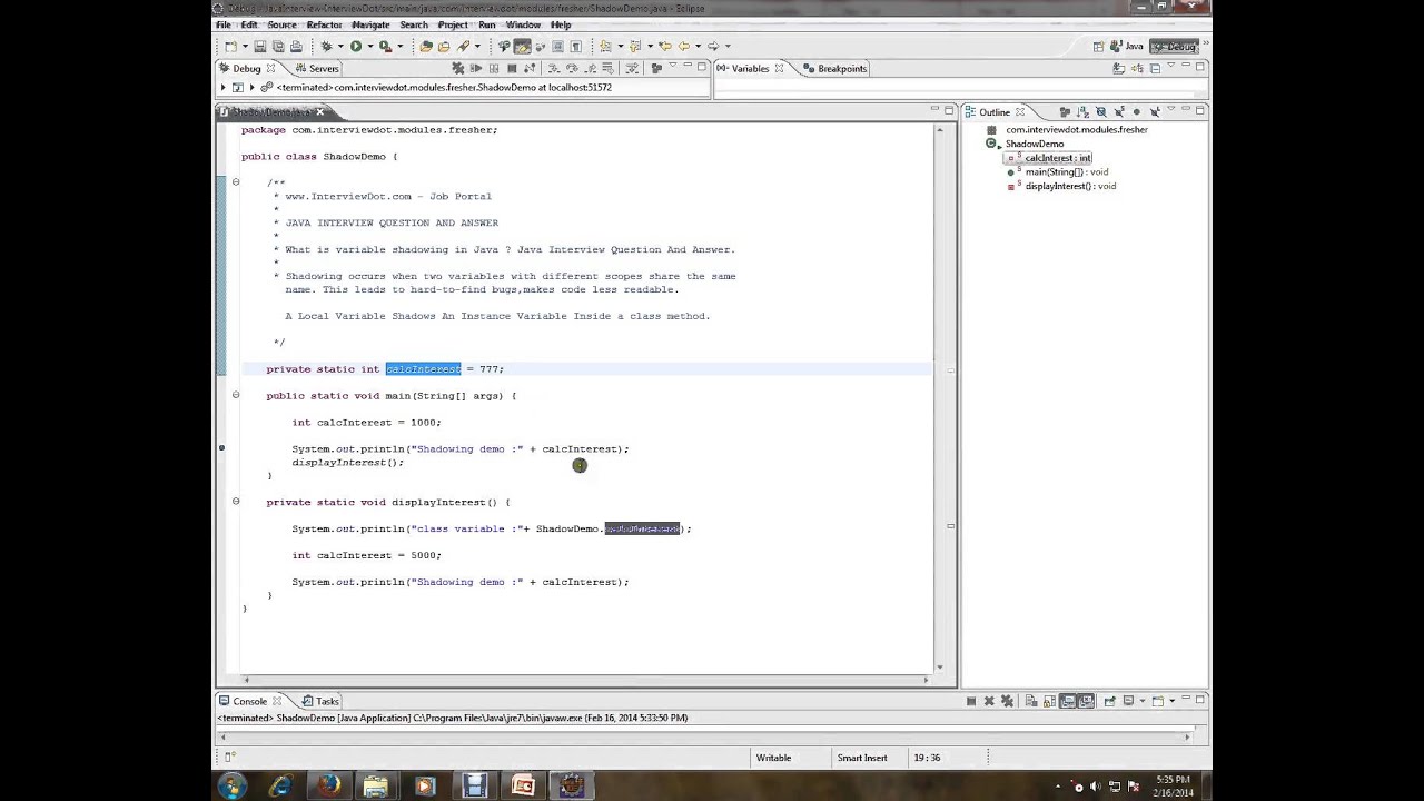 What is Variable Shadowing in Java