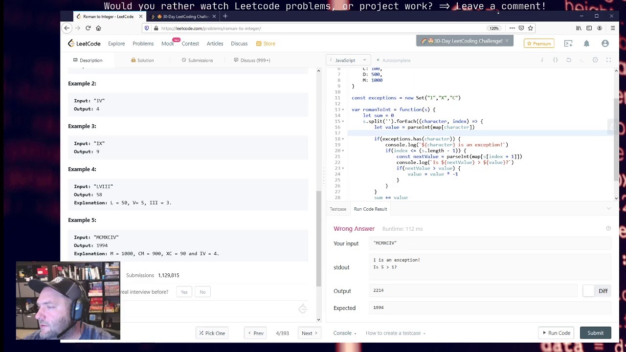 Streaming more LeetCode challenges in JavaScript