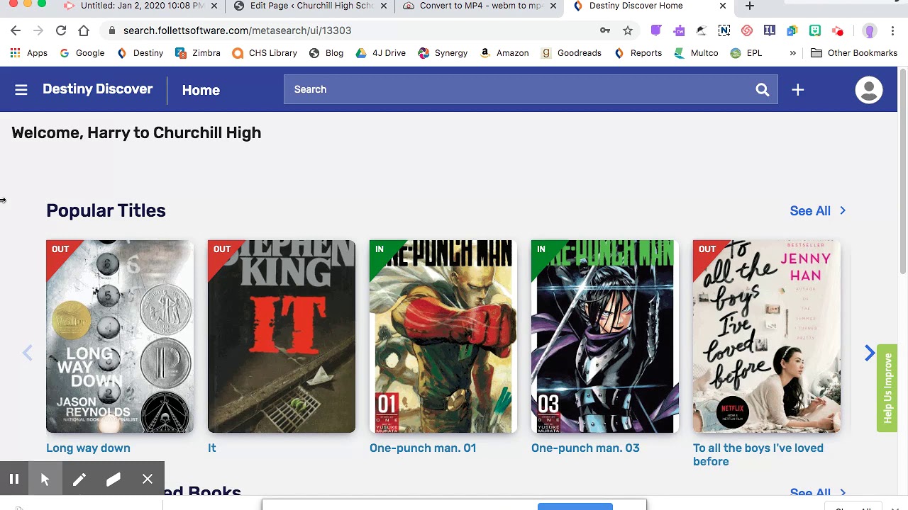 CHS Library Book Renewal Tutorial