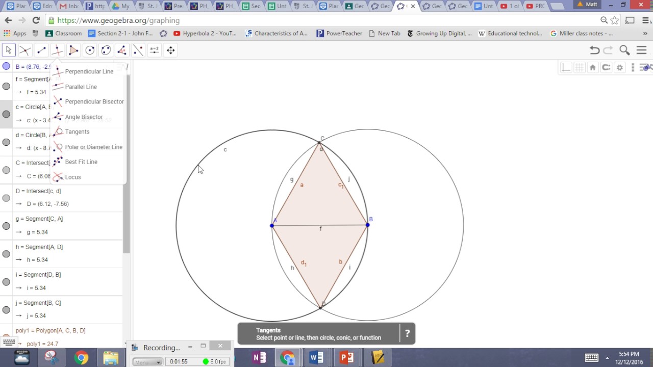 Constructing and Saving a Rhombus in Geogebra