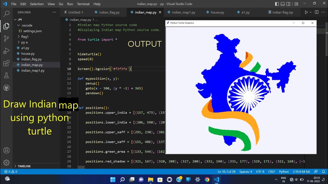 Draw India Map In Python Turtle With Code || Turtle Programs