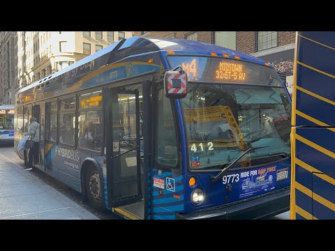 Full ride 2021 Novabus lfs hev #9773 on M4 to Midtown 32 Street via Broadway & 5 Avenue