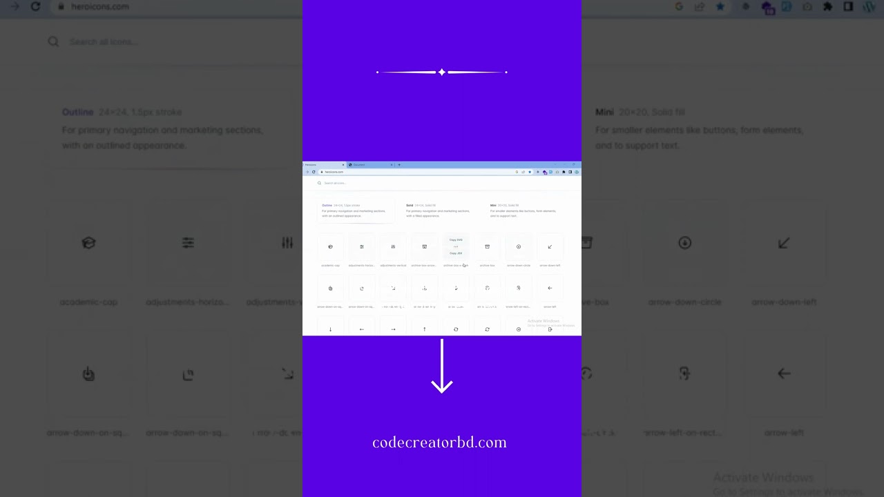 How to use SVG incon from heroicons.com
