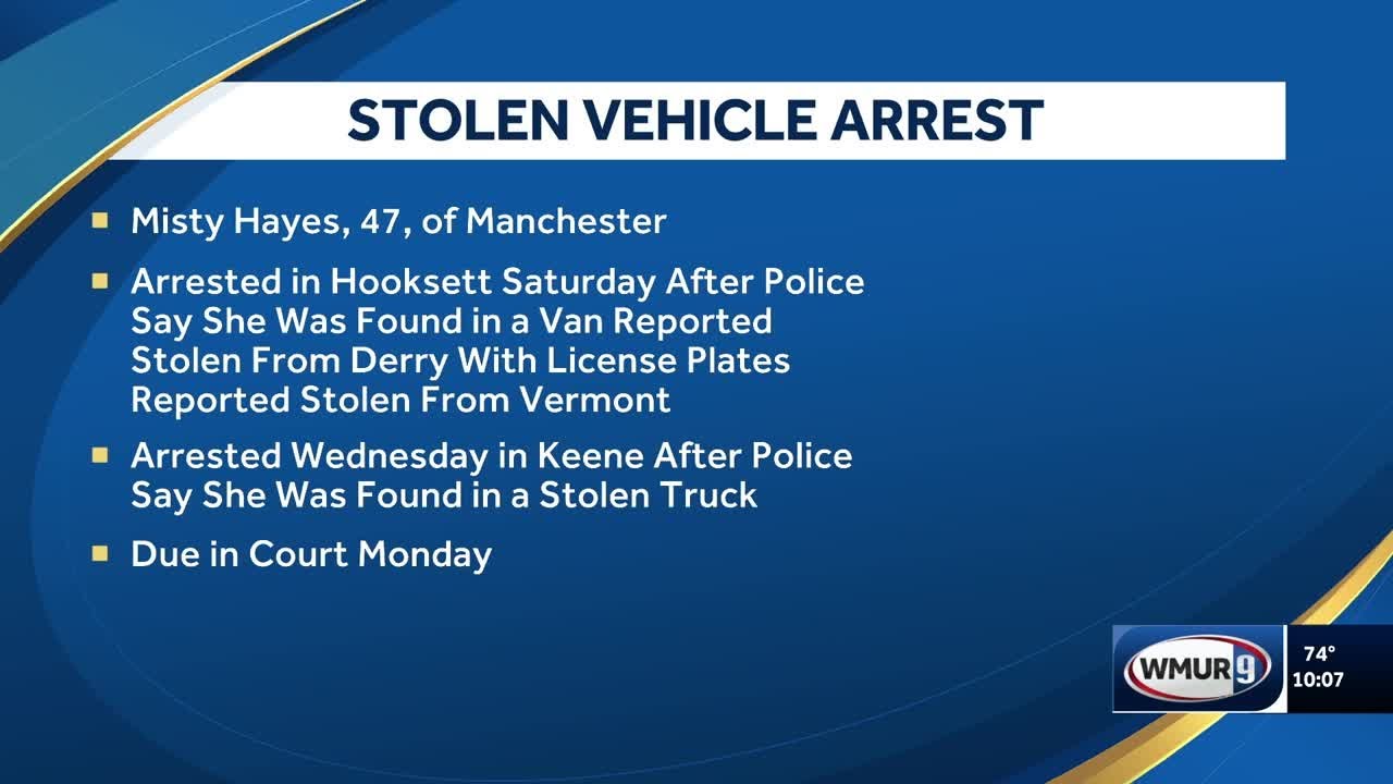 Manchester woman arrested twice in three days after being found in stolen vehicles, police say