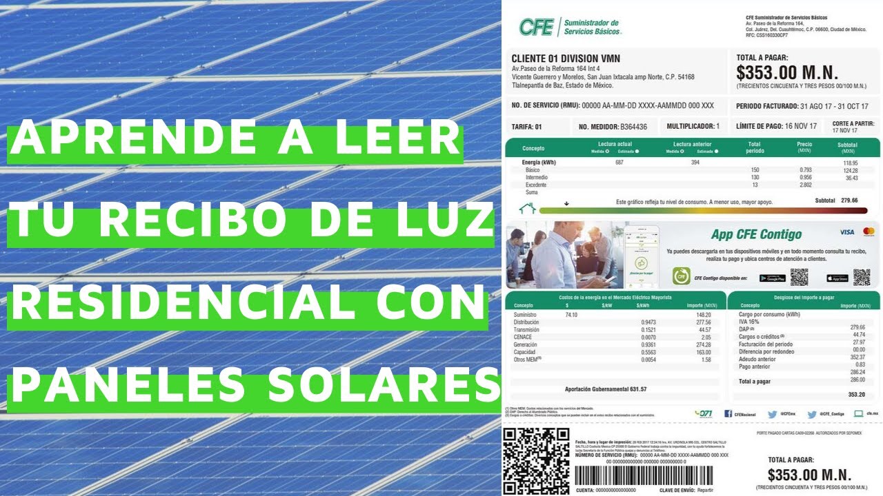 Aprende a leer tu recibo de luz con paneles solares
