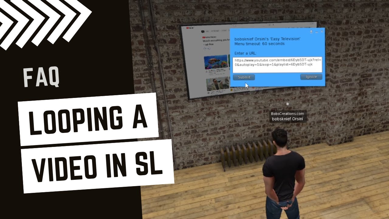 Looping a video full screen in Second Life