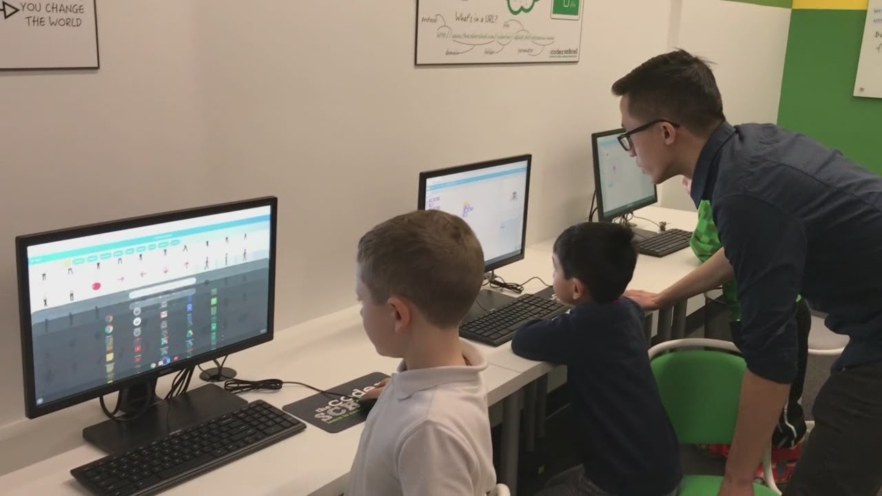 Kids learning computer programming at Coder School Buffalo