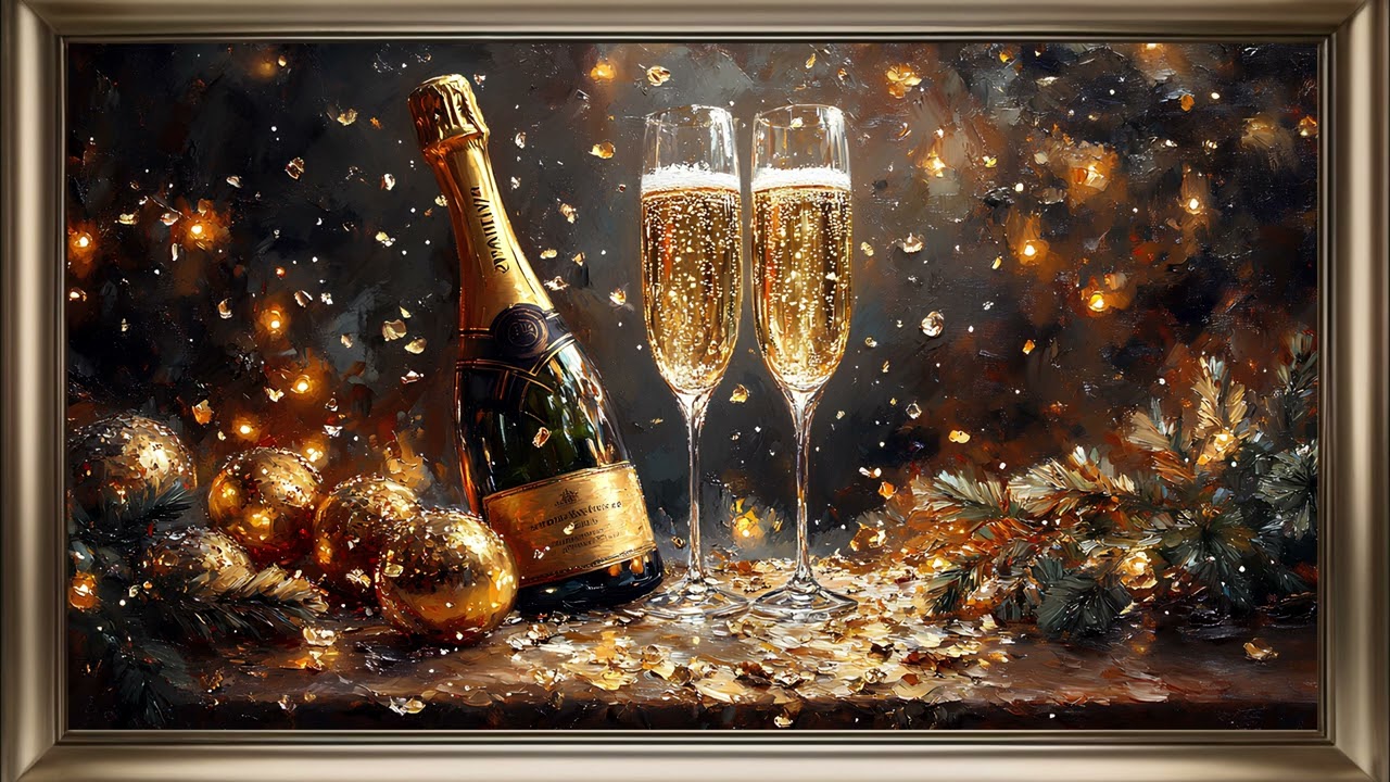 Champagne TV Art | Happy New Year Painting For Your TV🥂🎉