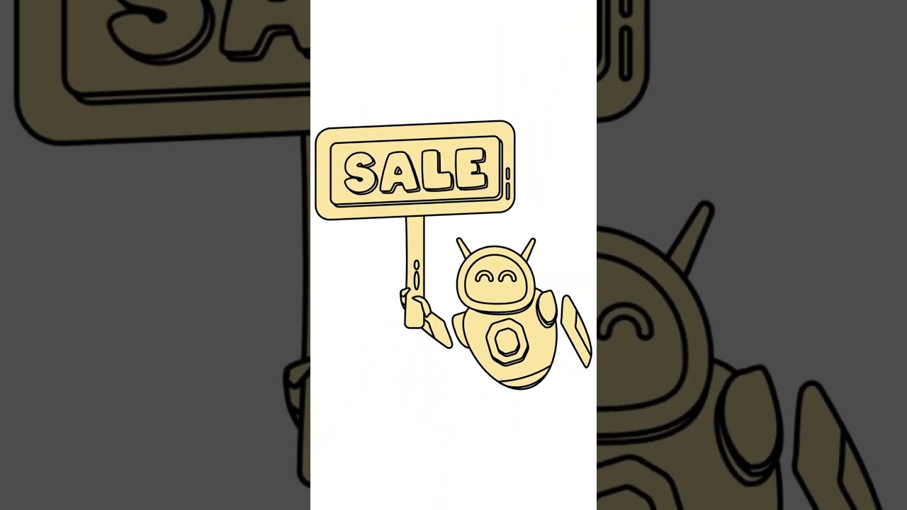 Cute yellow robot holding 