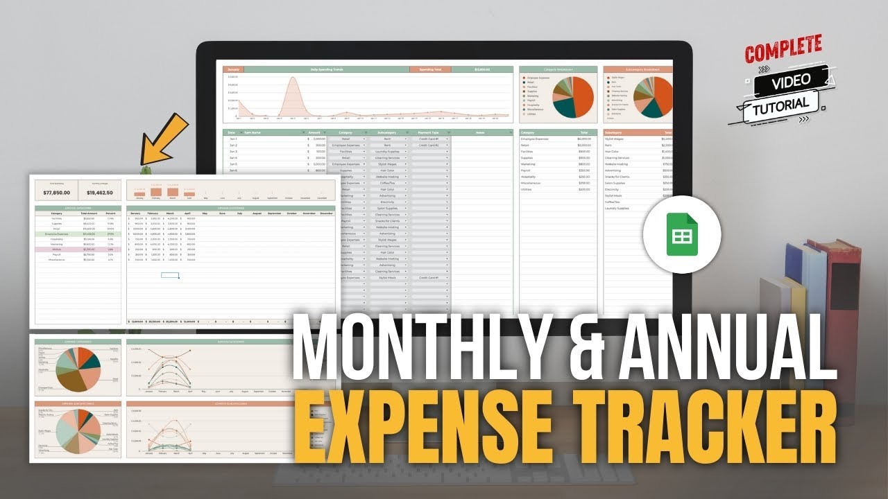 Create a Monthly & Annual Expense Tracker Google Sheets Template with Automated Annual Summary Tab