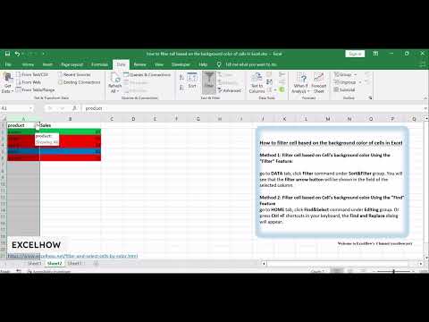 how to filter cell based on the background color of cells in Excel