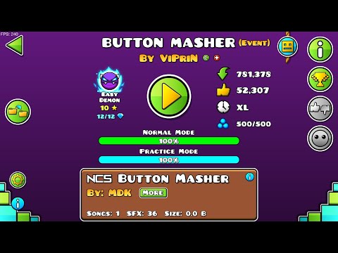 Steam Community :: Video :: Button Masher 100% Easy Demon By: Viprin | Geometry Dash 2.2