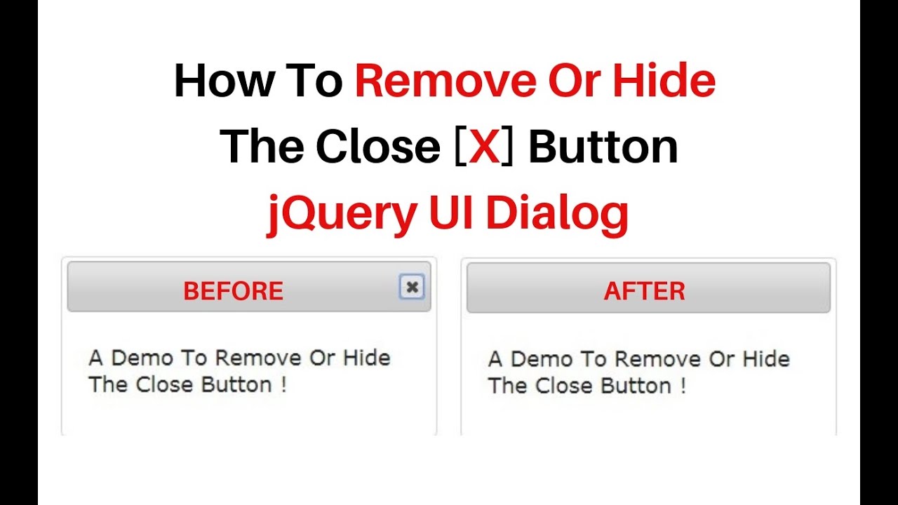 Remove hide close button from jquery UI dialog 1.12.1
