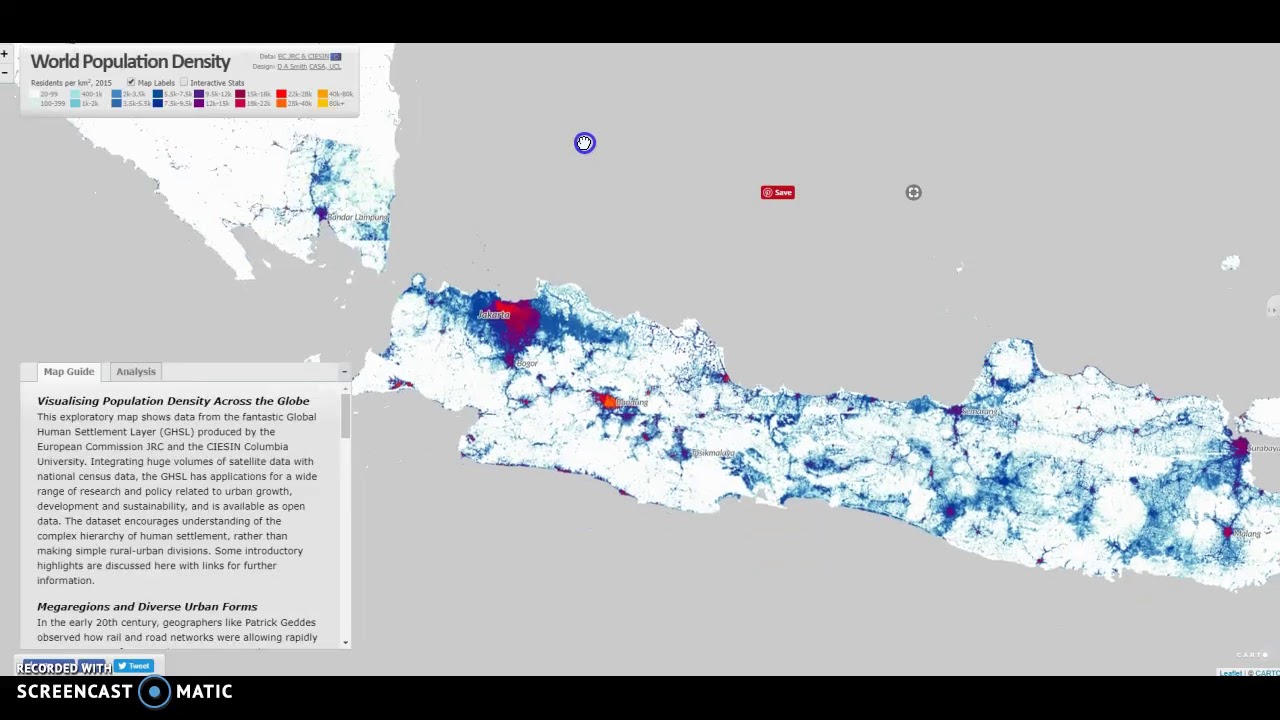 Using the World Population Density Map