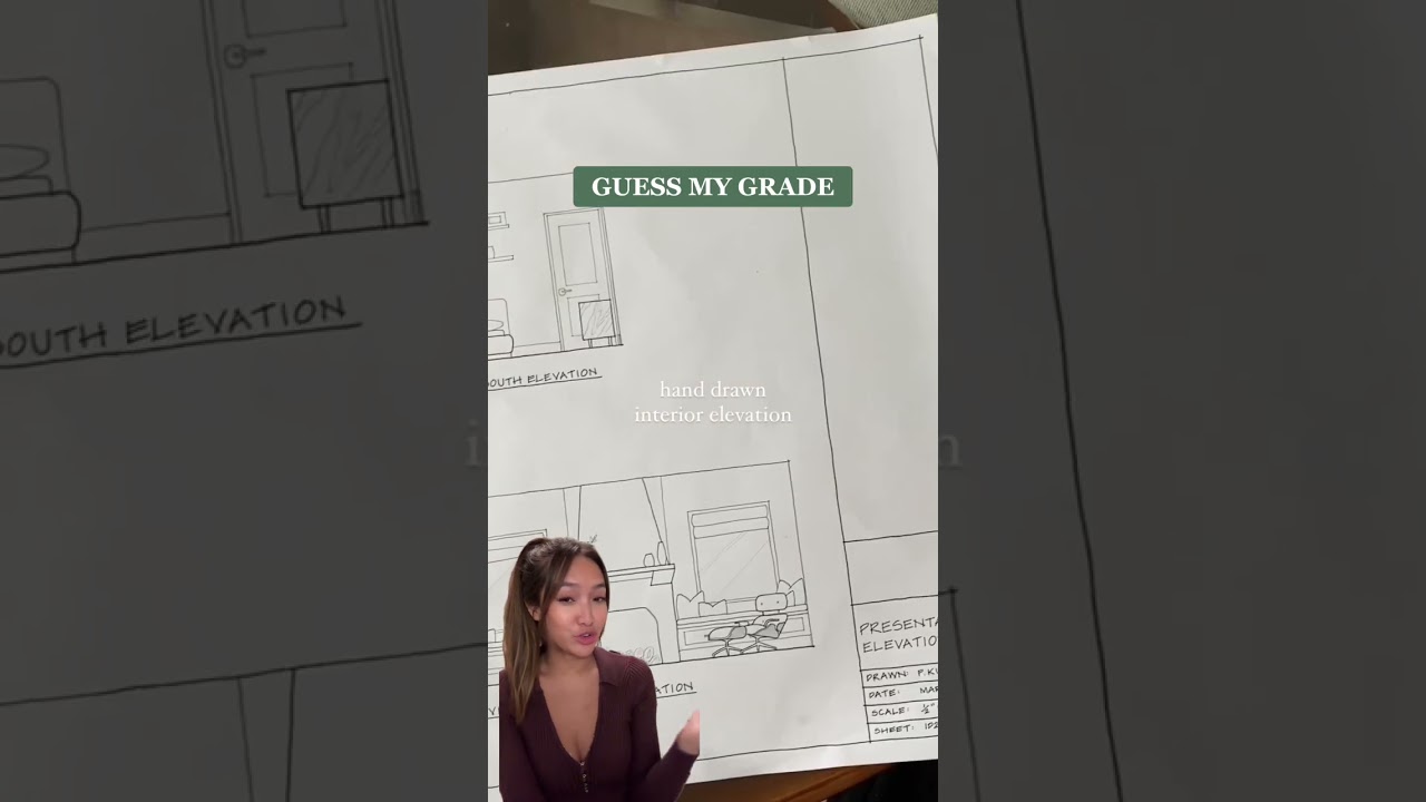 hand drawn elevation | guess my grade #floorplan #interiordesign #interiordesignstudent #elevation